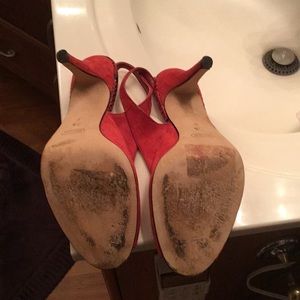 Coach | Shoes | Coach Red Suede Heels Emily | Poshmark